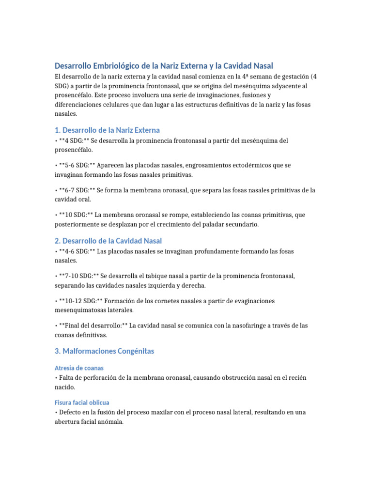 Desarrollo de las Placodas Nasales | PDF