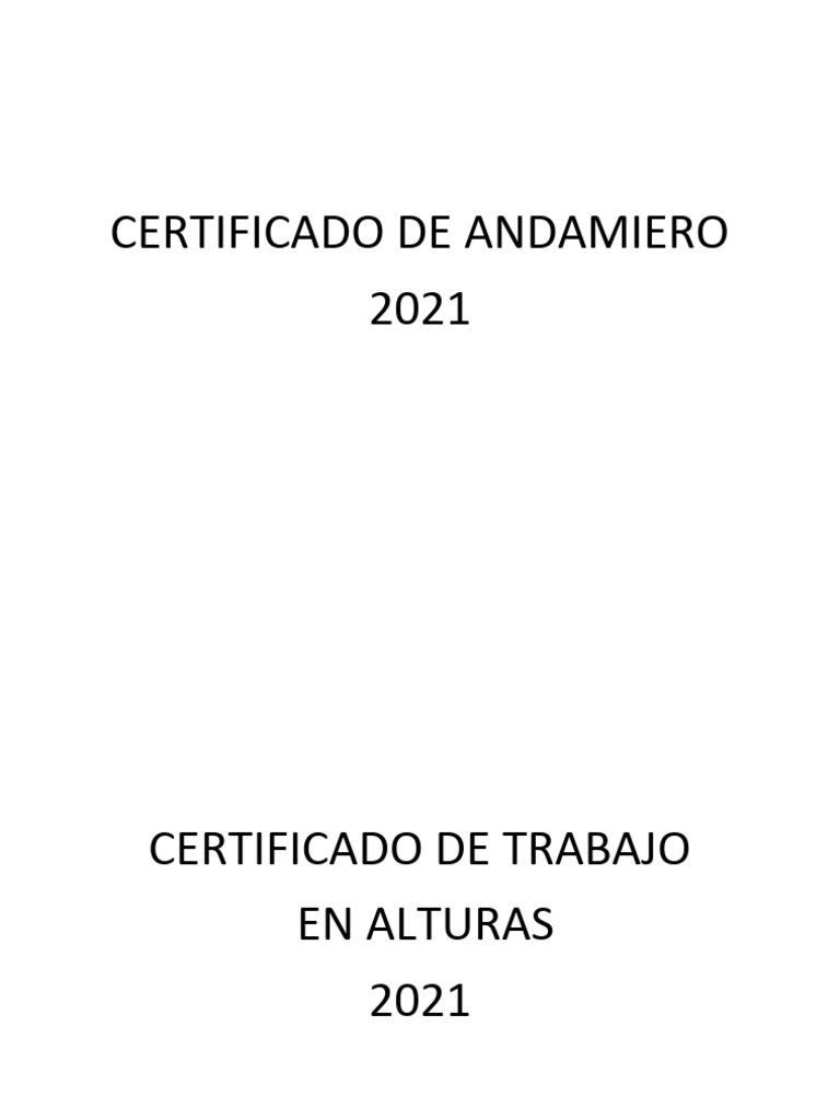 Certificación Andamiero y Alturas 2021 | PDF