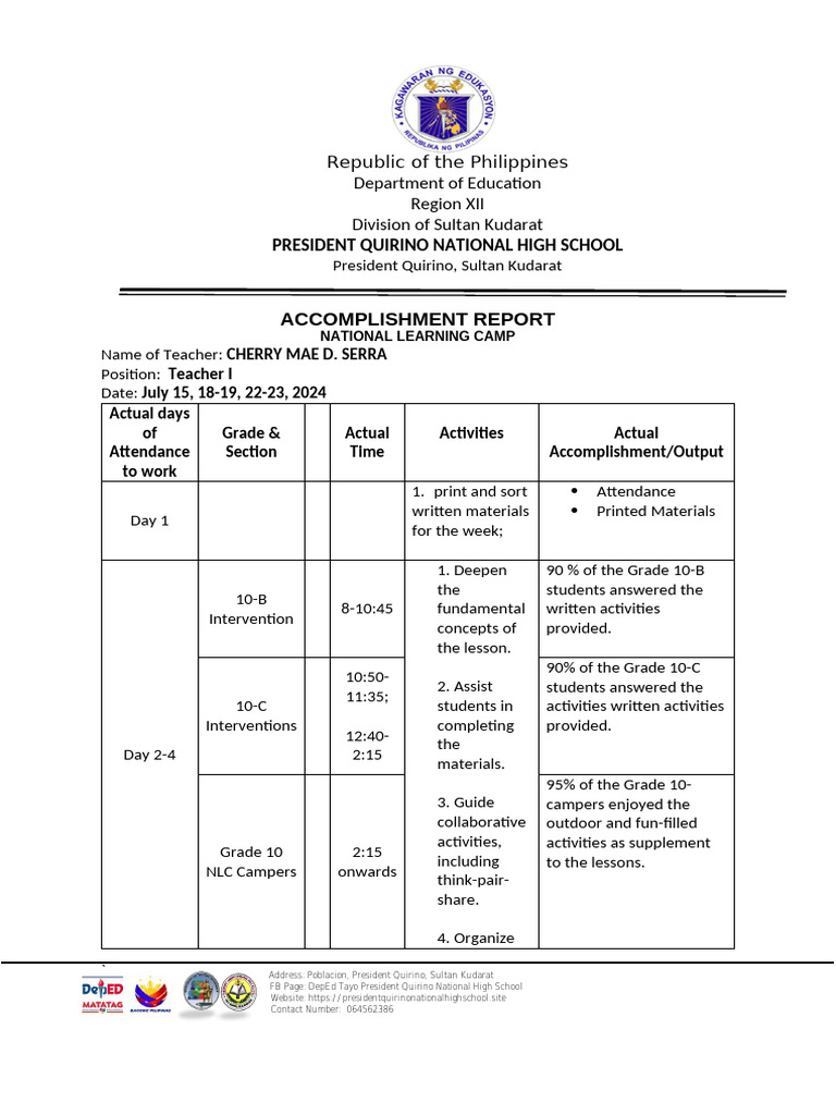 NLC Accomplishment Week 3 | PDF