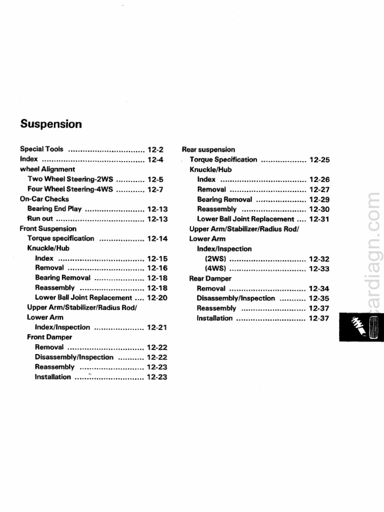 Honda Prelude Service Manual 1990 - Suspension | PDF