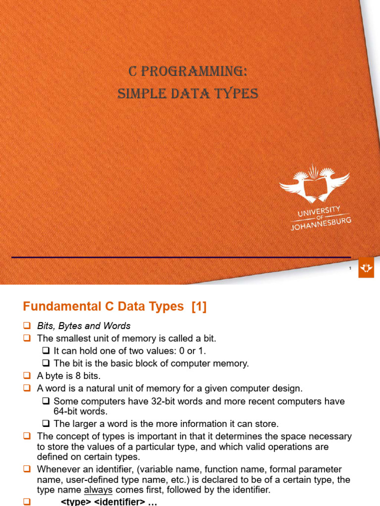 Lecture5 Simple C Datat Ypes Pdf Data Type Integer Computer Science 9871