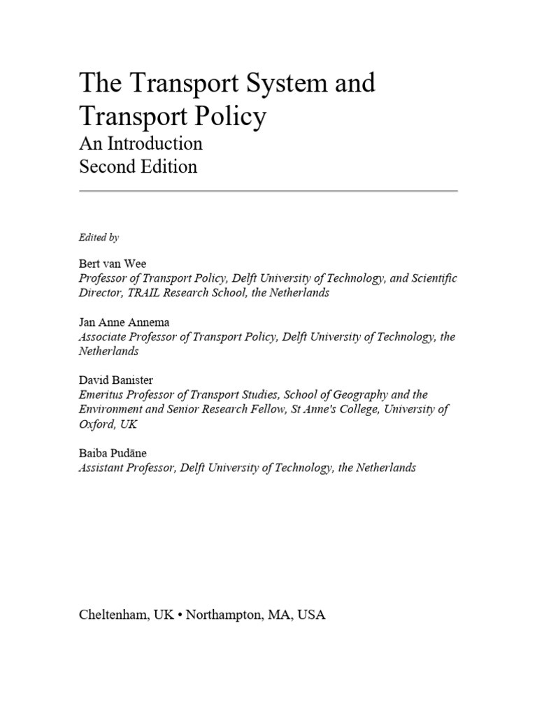 The Transport System and Transport Policy An Introduction Part II | PDF ...