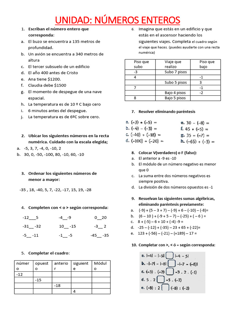 Modulo 1 Numeros Enteros | PDF | Entero