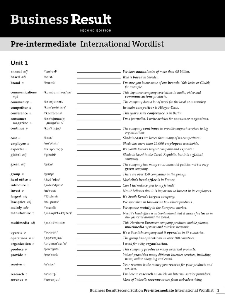 br2e_pre-int_wordlists 1 | PDF | Baggage