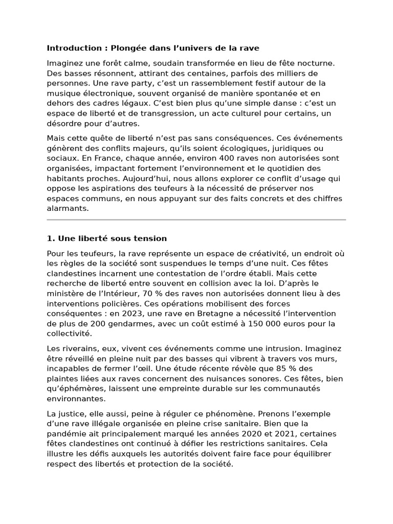 Pourquoi interdire les rave parties ? | PDF | Environnement naturel