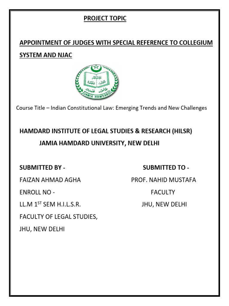 Judges Appointment in India: NJAC vs Collegium | PDF | Supreme Court Of ...