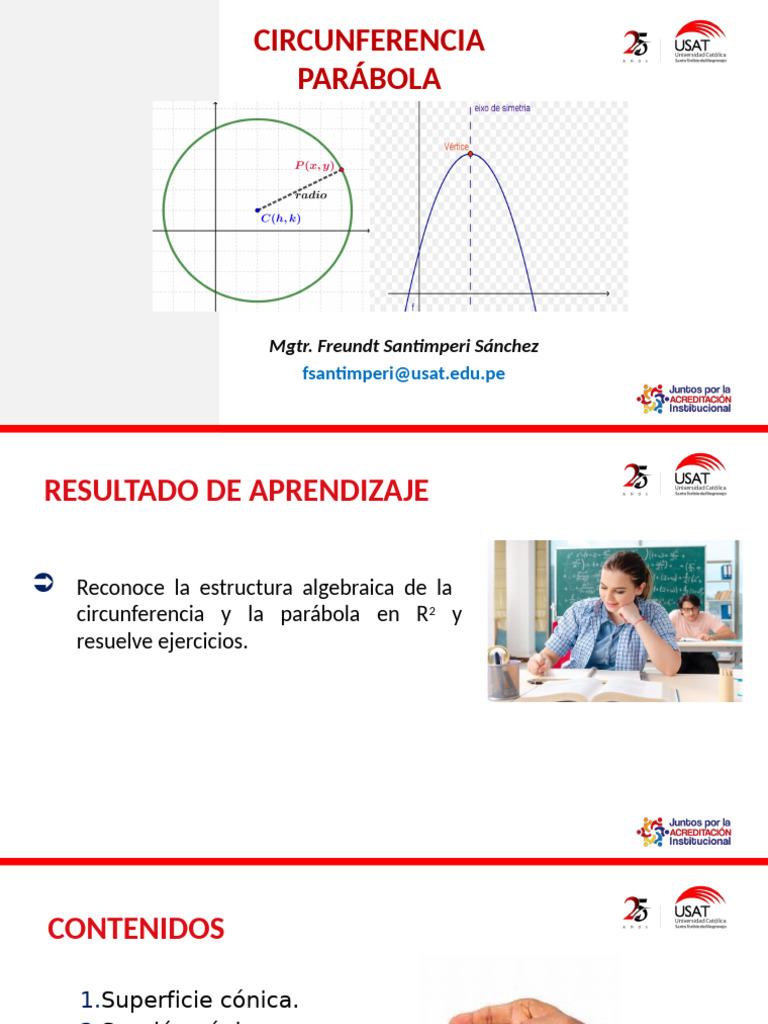 Circunferencia - Parábola. Sesión 11 | PDF | Geometría Elemental ...