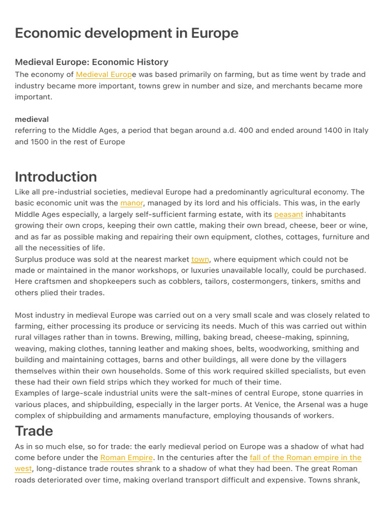Economic Growth in Medieval Europe | PDF | Trade | Middle Ages