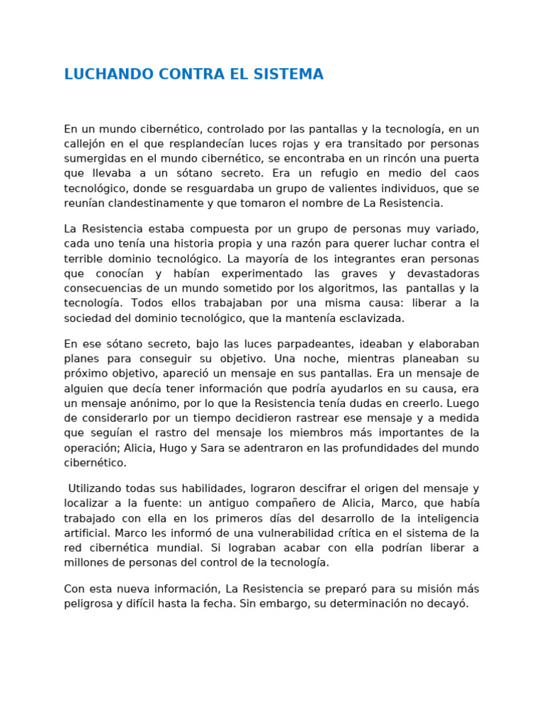 La Resistencia: Lucha contra el control cibernético | PDF