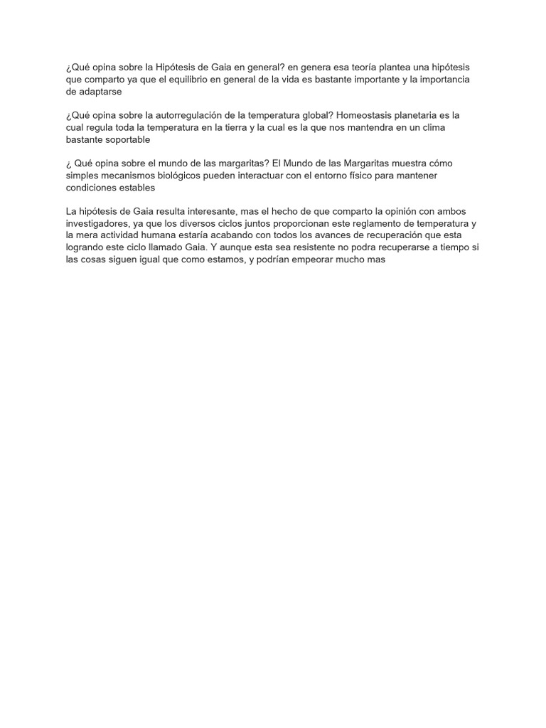 Análisis de La Hipótesis Gaia | PDF