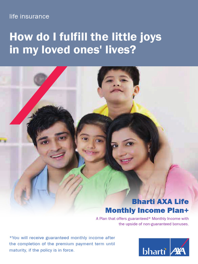 Bharti AXA Life Monthly Income Plan Brochure | PDF | Insurance | Present Value