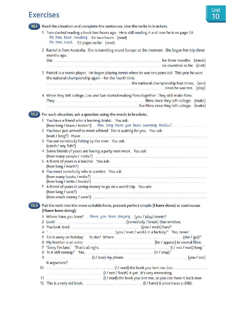 Practice Present perfect vs Present perfect continuous | PDF