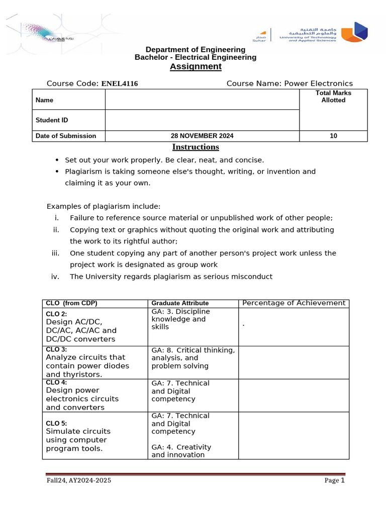 Power Electronics Assignment Guide | PDF | Electronics | Power Electronics