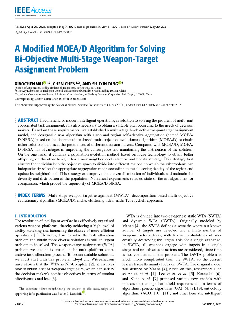A Modified Moea D Algorithm For Solving Bi Objective Multi Stage Weapon