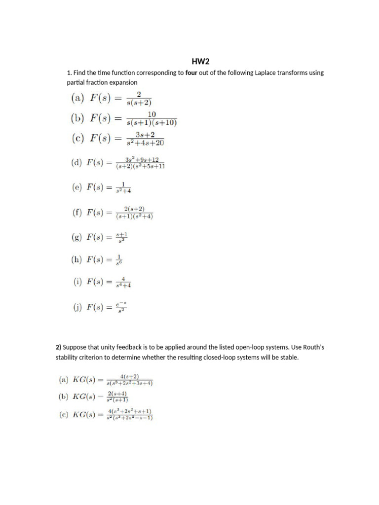 Laplace Transforms & Stability Analysis | PDF