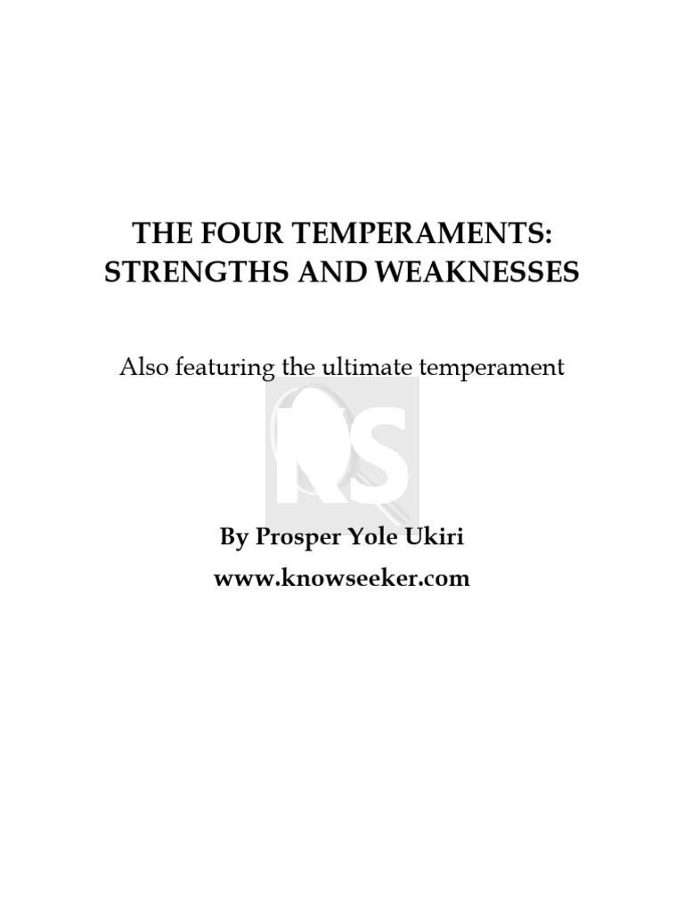 Four Temperaments: Traits & Insights | PDF | Temperament ...