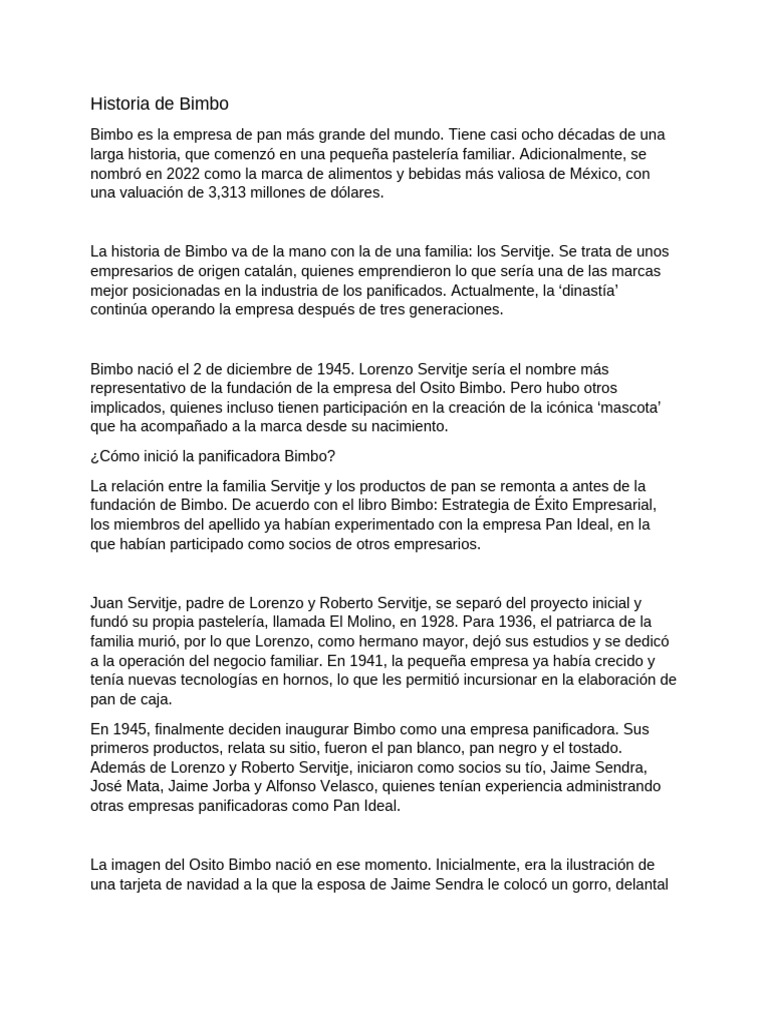Historia de Bimbo | PDF