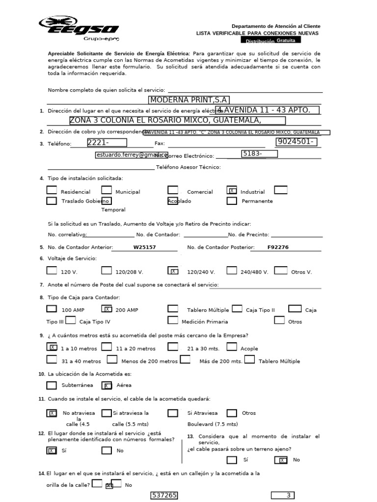 Copia de Hoja-Verificable Eegsa | PDF