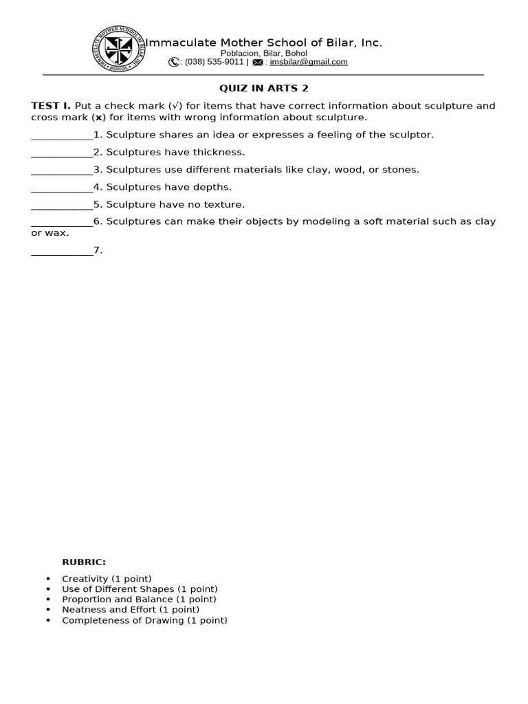 Arts Quiz: Understanding Sculpture | PDF