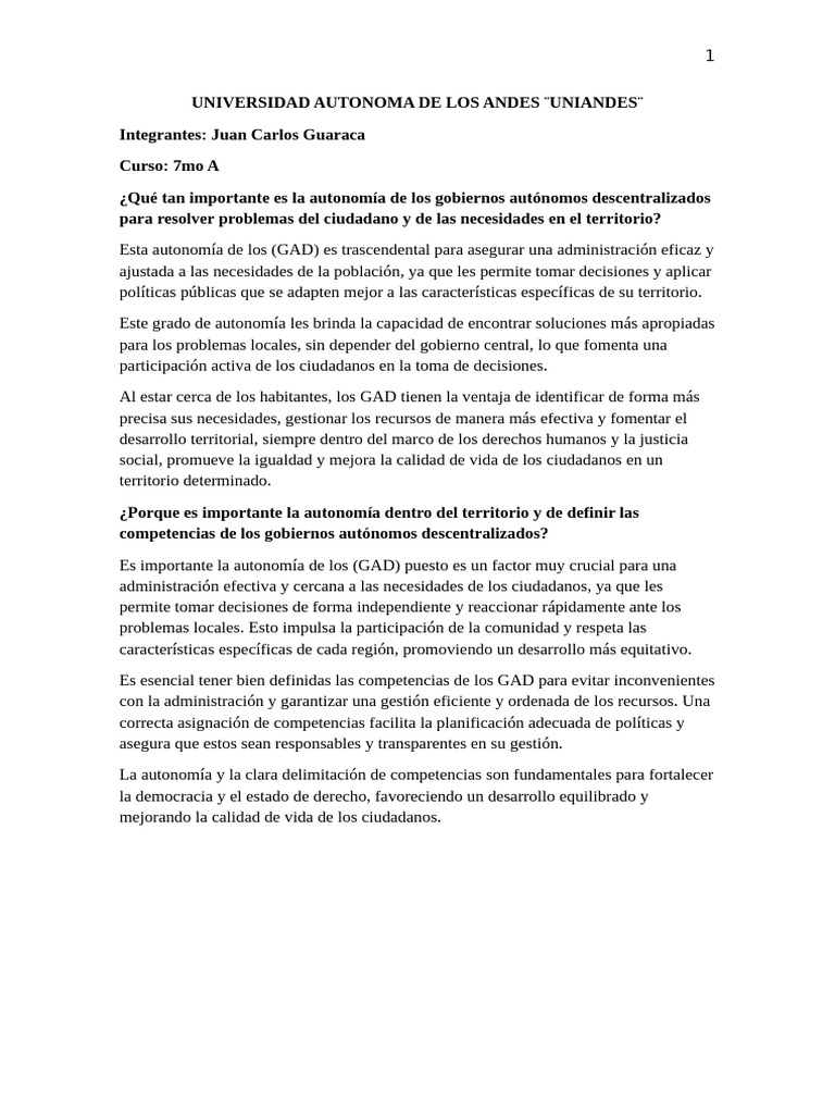 Importancia de la Autonomía en GAD | PDF