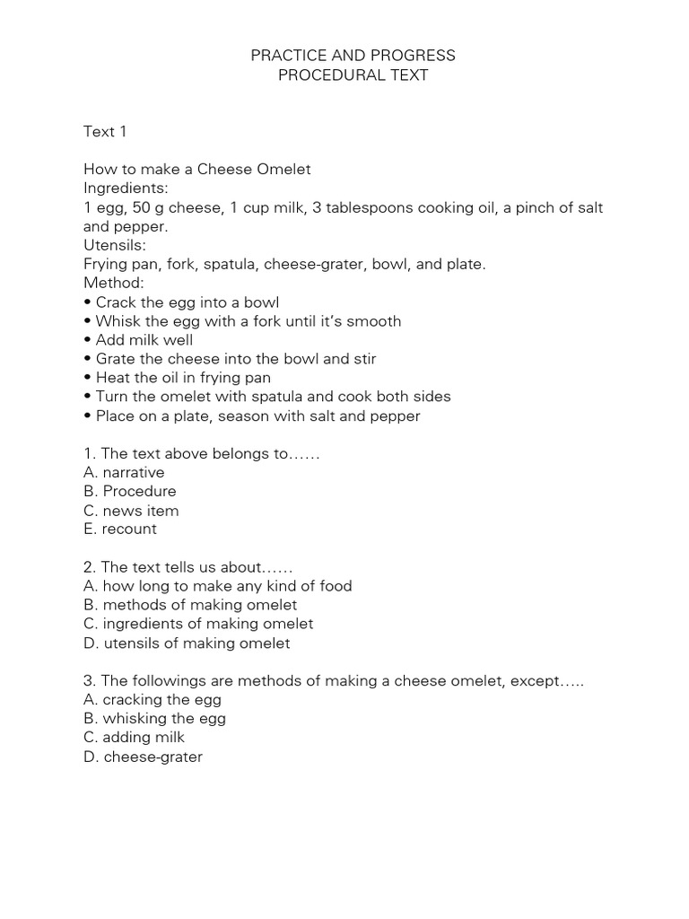 Practice and Progess Procedural Text 3 No Key | PDF | Chocolate Brownie ...