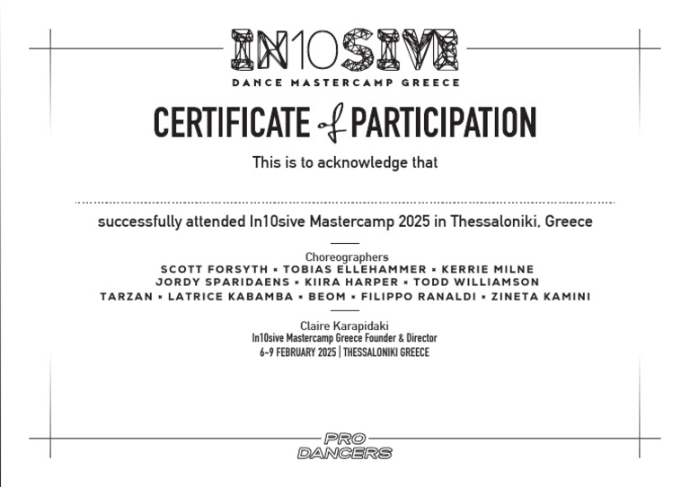 In10sive Mastercamp 2025 Attendance Certificate | PDF