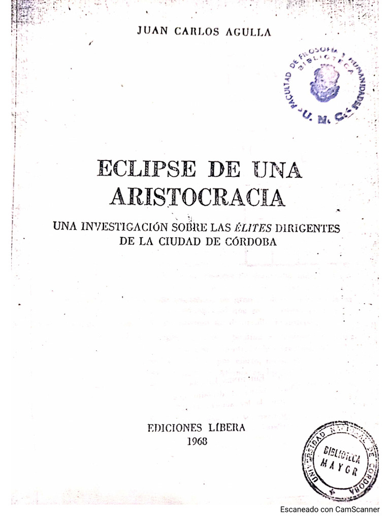 Agulla El Eclipse de La Aristocracia | PDF