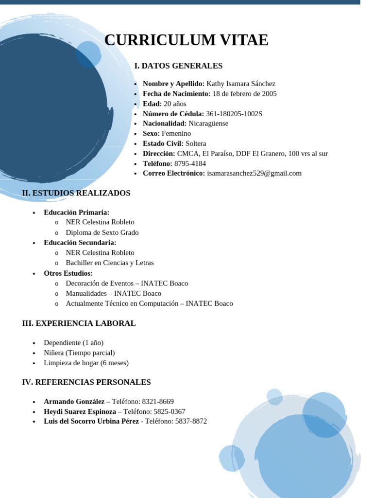 CV de Kathy Isamara Sánchez | PDF