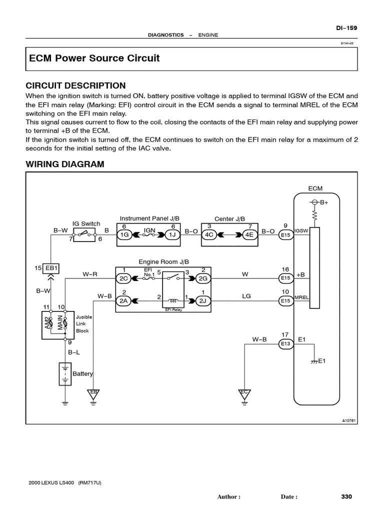 2000 Lexus LS400 ECM Power Circuit Guide | PDF | Relay | Equipment