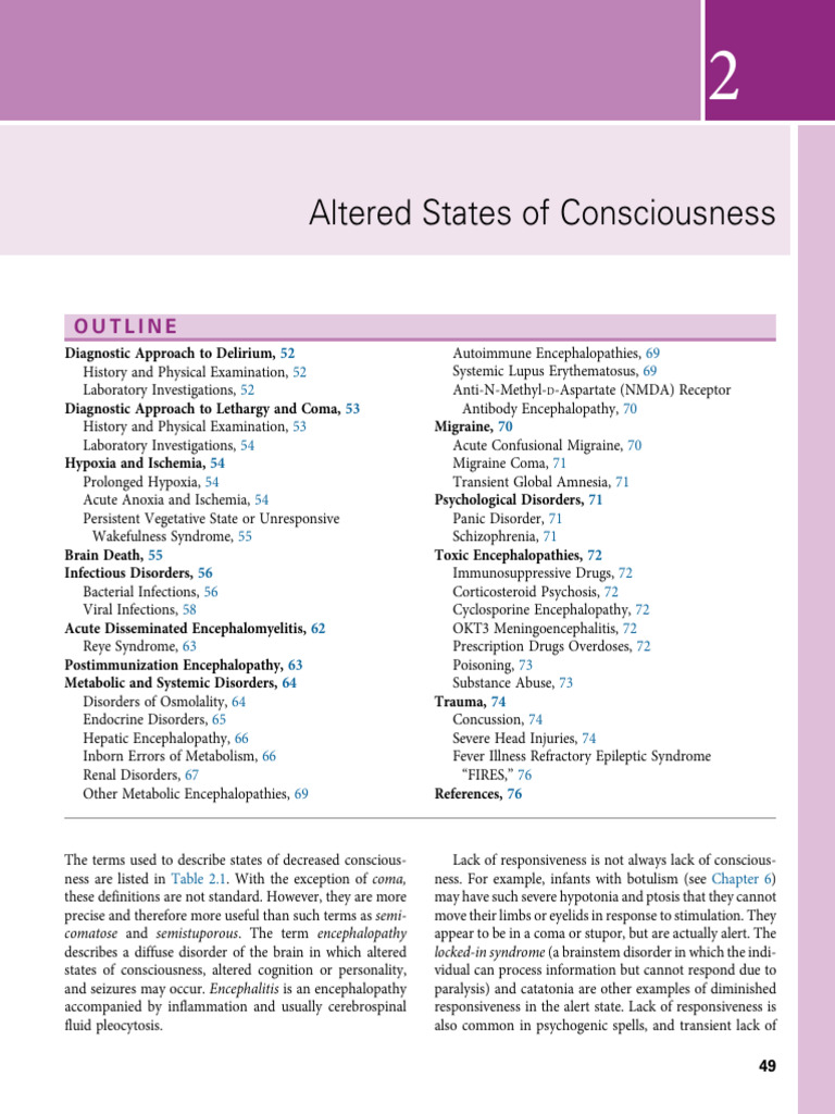2-Altered-States-of-Consciousness | PDF | Coma | Meningitis