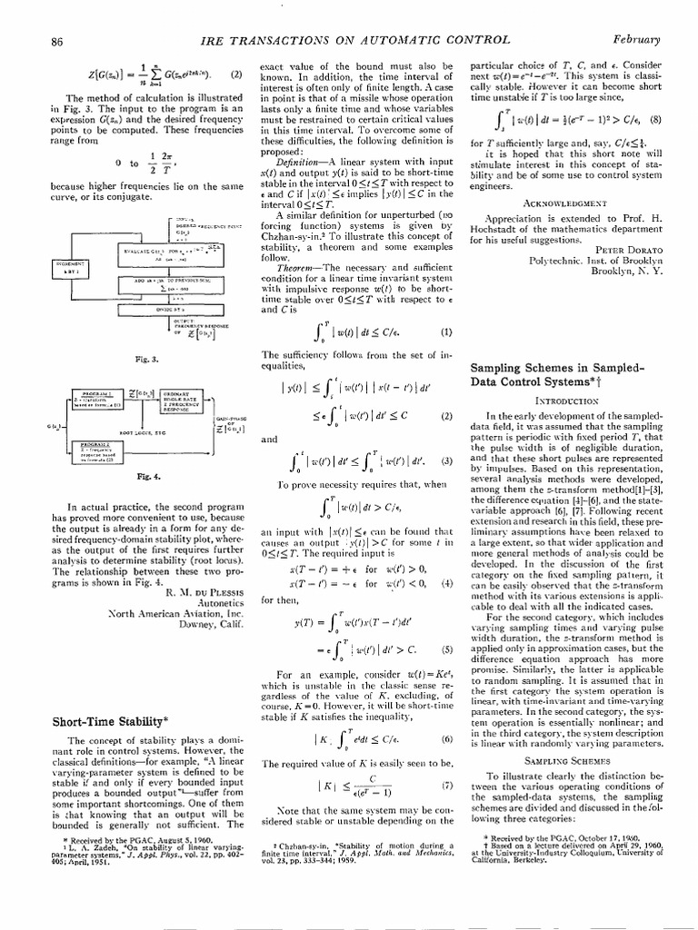 Ire Traa'Sactioxs Automatic Control | PDF | Stability Theory | Sampling (Signal Processing)