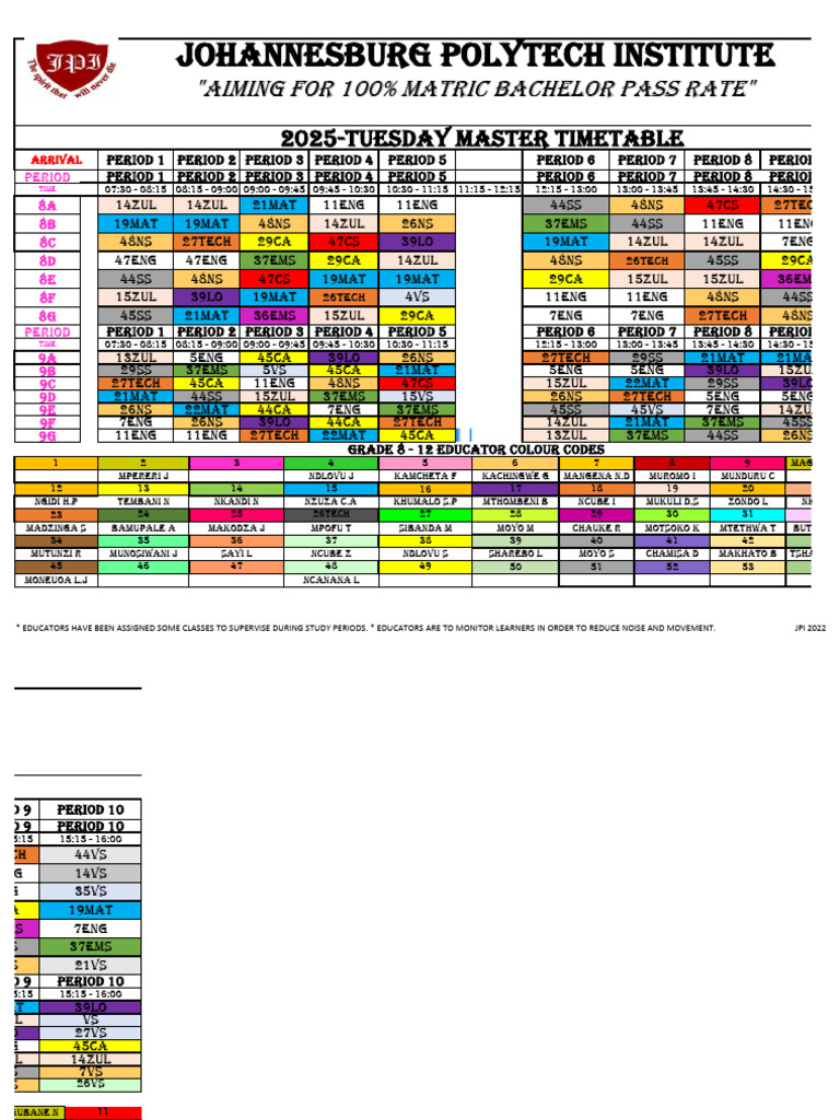 Tuesday Timetable Gr8-9 | PDF