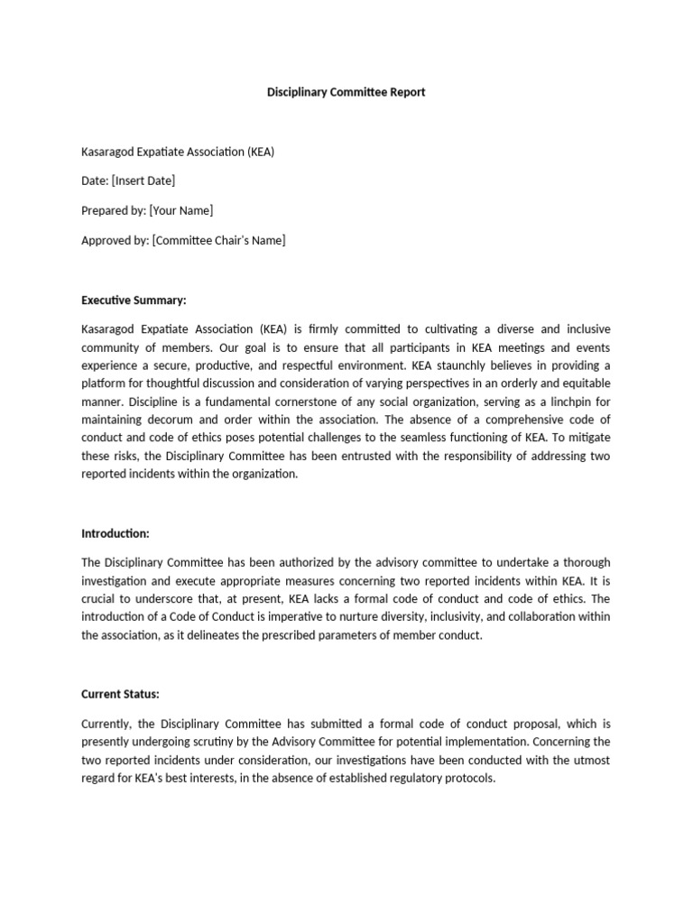 Disciplinary Committee Report Sample 2 | PDF | Mediation | Social ...