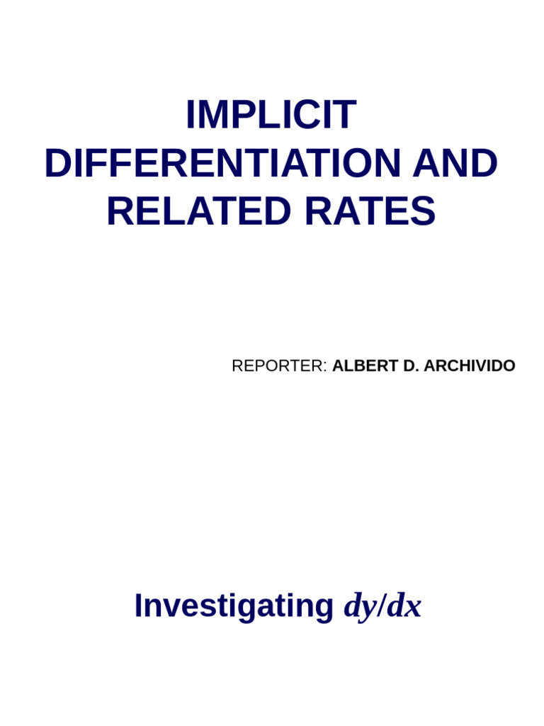 Implicit Differentiation and Related Rates | PDF | Derivative | Tangent