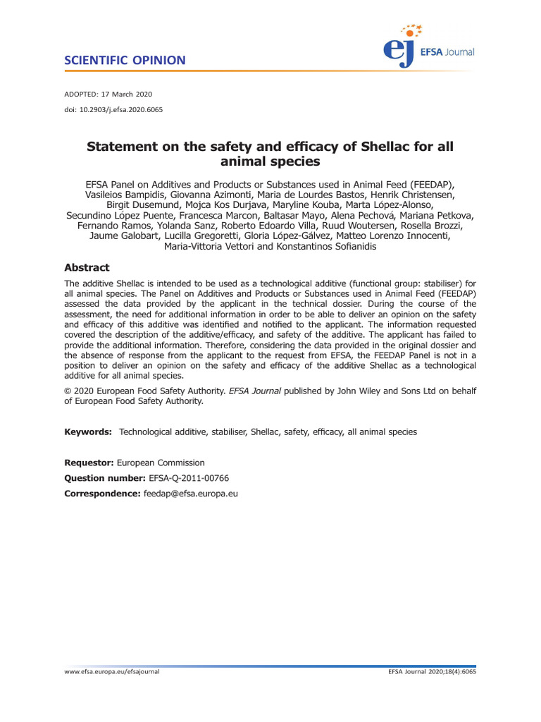 Statement On The Safety and Efficacy of Shellac For All | PDF | Politics Of The European Union ...
