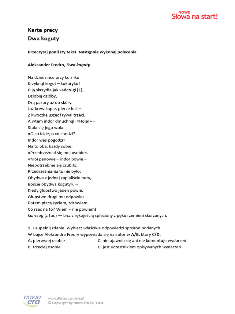 Karta Pracy Dwa Koguty | PDF