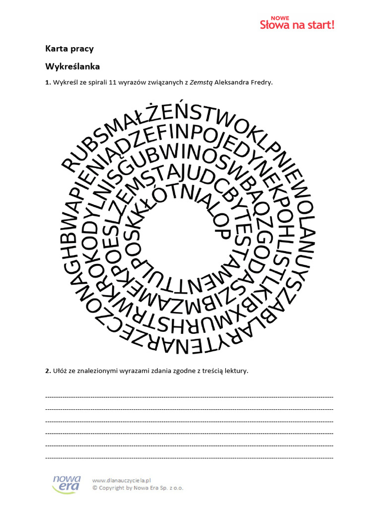 Karta Pracy Wykreślanka | PDF