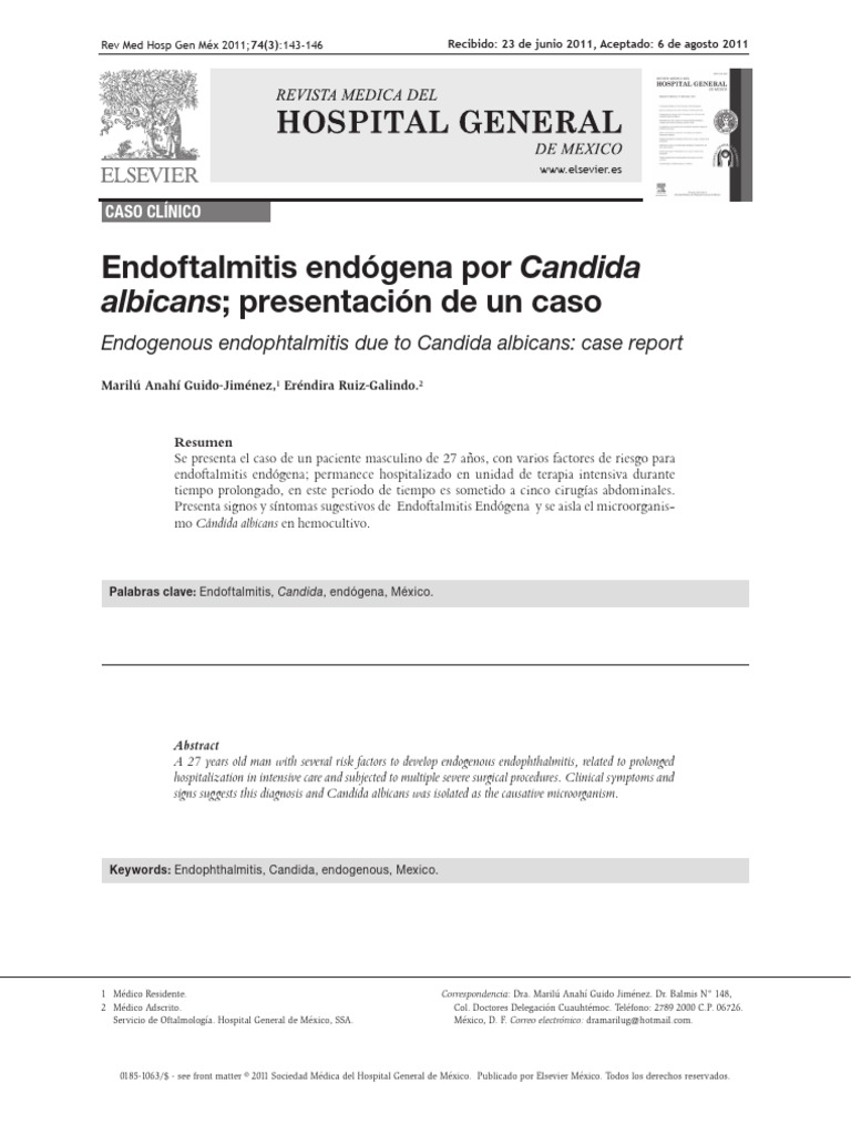 Endoftalmitis Endogena Por Candida Albicans | PDF | Ojo | Medicina CLINICA