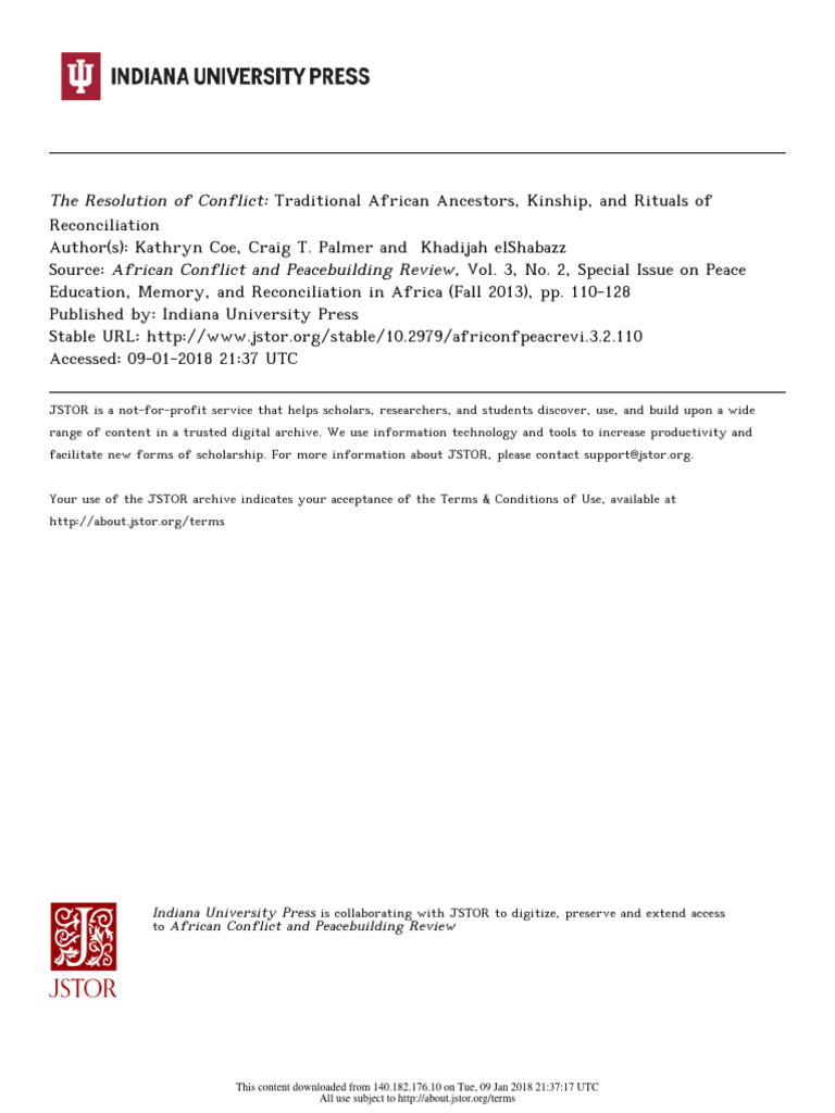 African Rituals for Conflict Resolution | PDF | Kinship | Conflict ...