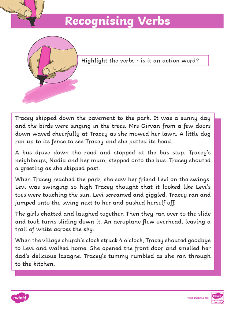 Cfe e 2550780 Recognising Verbs Activity - Ver - 2 | PDF