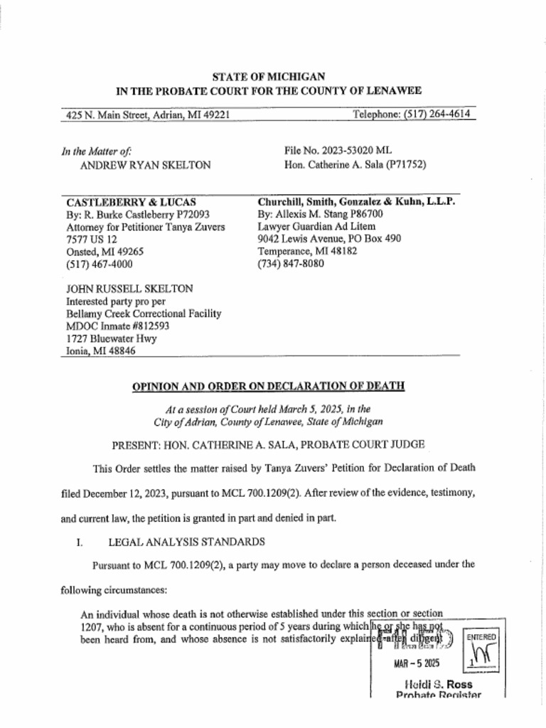 Skelton Brothers Death Declaration Opinion | PDF