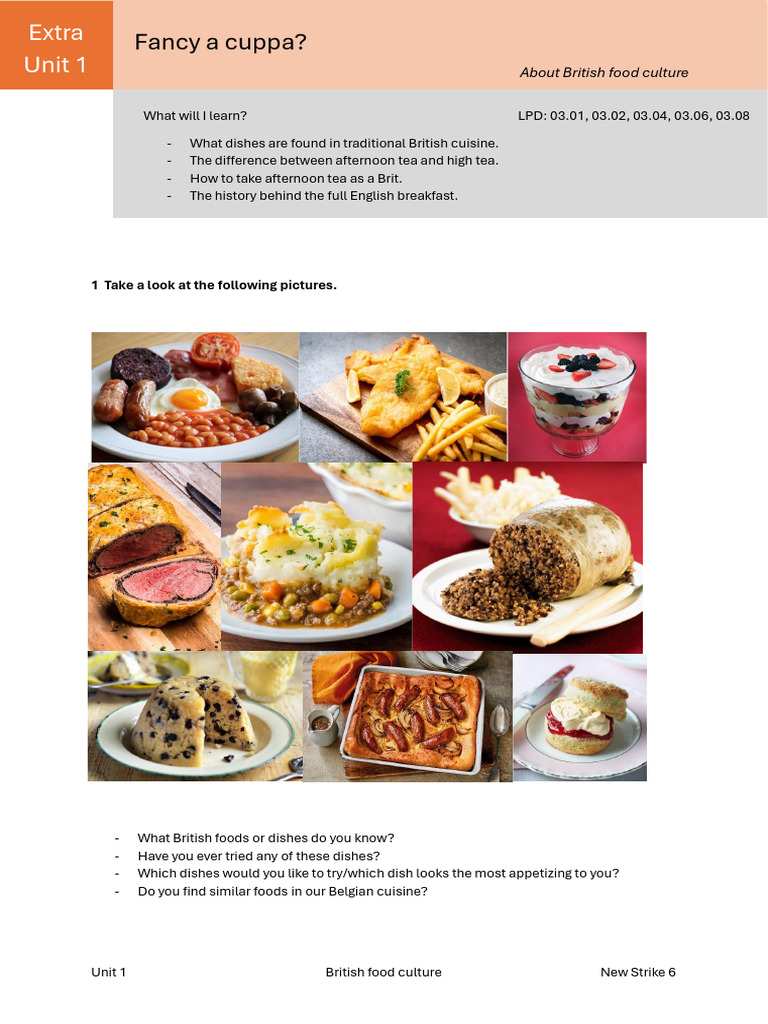 Unit 1 - British Food Culture - 6DA | PDF | Roasting | British Cuisine