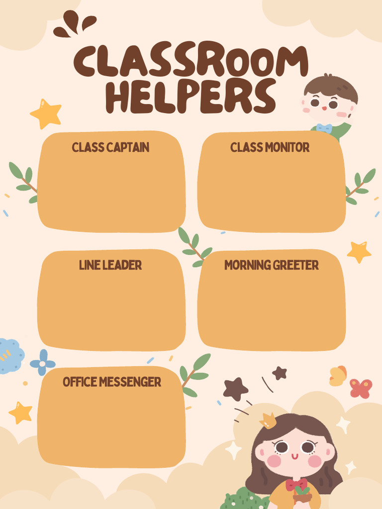 Classroom Helpers Poster in Yellow Fun Illustrative Style - 20250305 ...