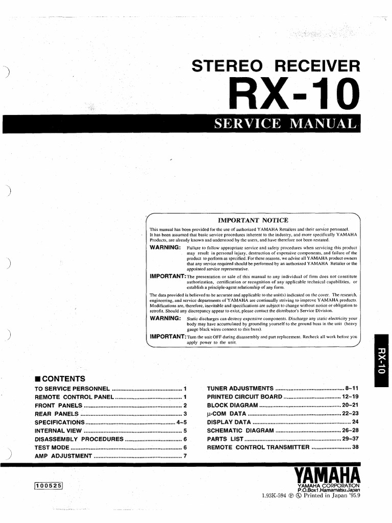 Yamaha Rx-10 Receiver | PDF