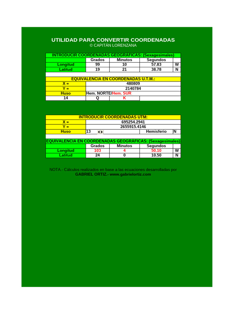 CONVERSOR_-_Coordenadas_entre_UTM_y_Geograficas1 | PDF | Medida Geométrica | Datos geográficos e ...