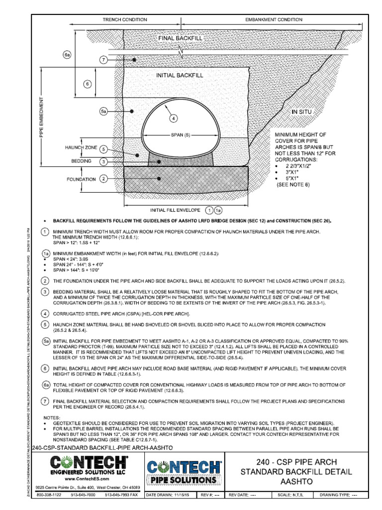 240 CSP Standard Backfill Pipe Arch AASHTO | PDF