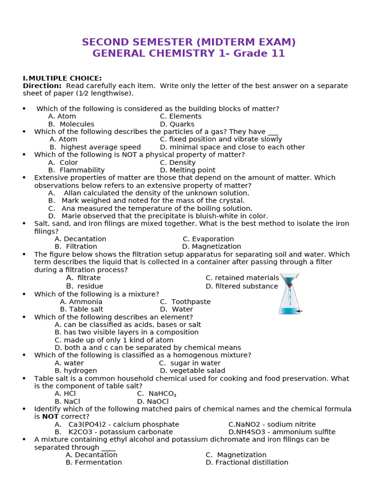 Grade 11 General Chemistry Midterm Exam | PDF | Periodic Table ...