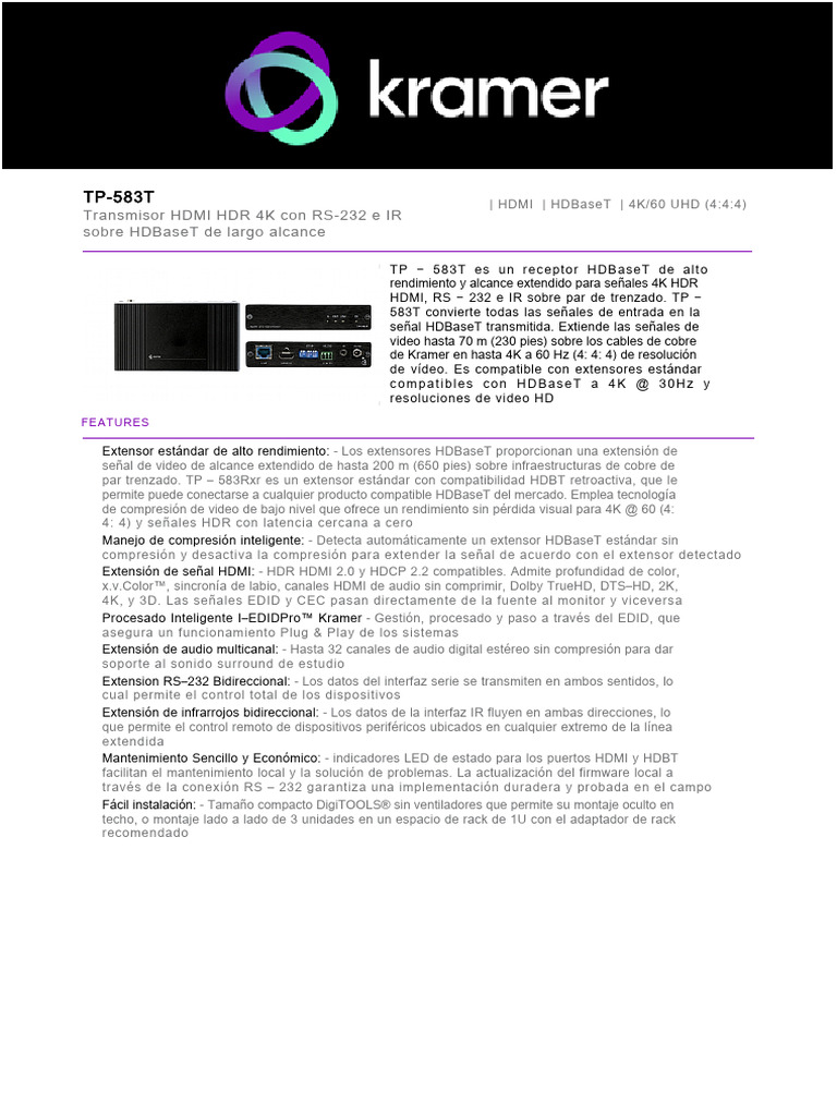 TP-583T Datasheet | PDF | Hdmi | Vídeo