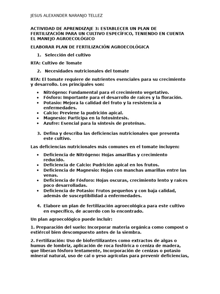 ESTABLECER UN PLAN DE FERTILIZACIÓN PARA UN CULTIVO ESPECÍFICO ...