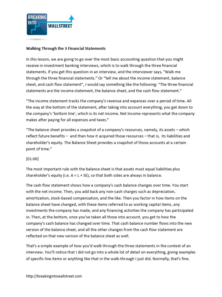10 07 Walk Through Statements | PDF | Cash Flow Statement | Balance Sheet